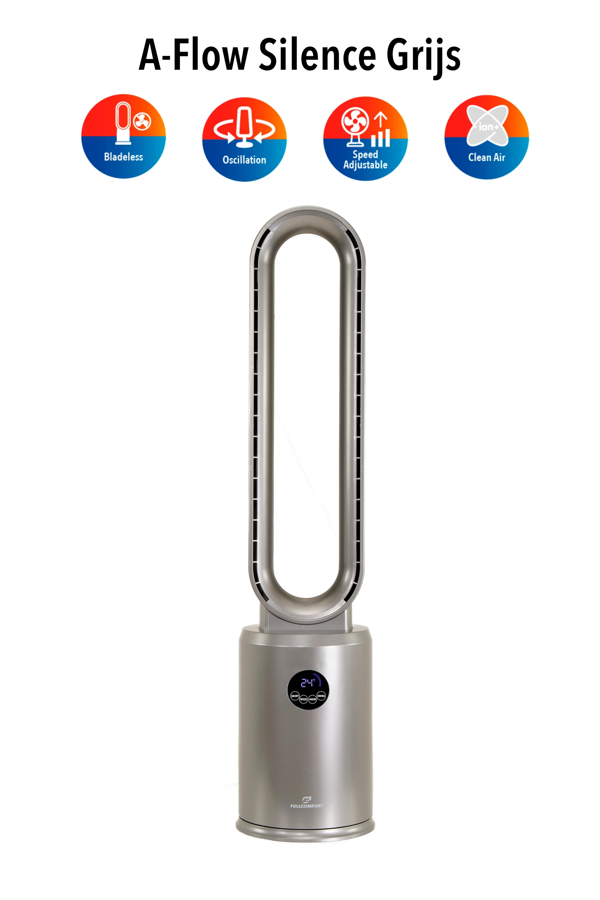Fullcomfort A-Flow Silence Bladeless Fan - Grey - Obelink.nl